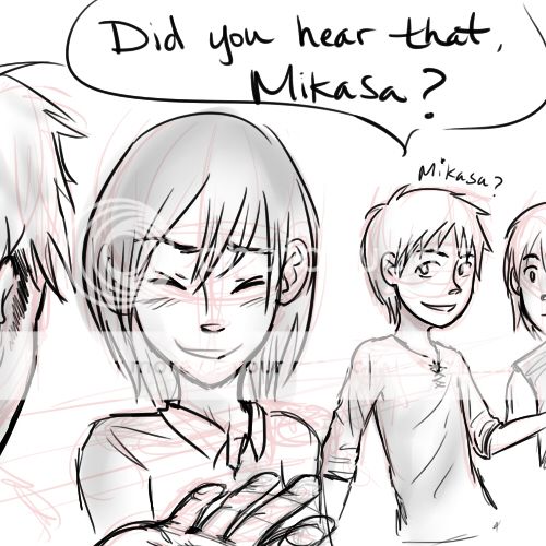 Eremika Fics Galore! — Eren gets jealous when Jean talks to Mikas and...
